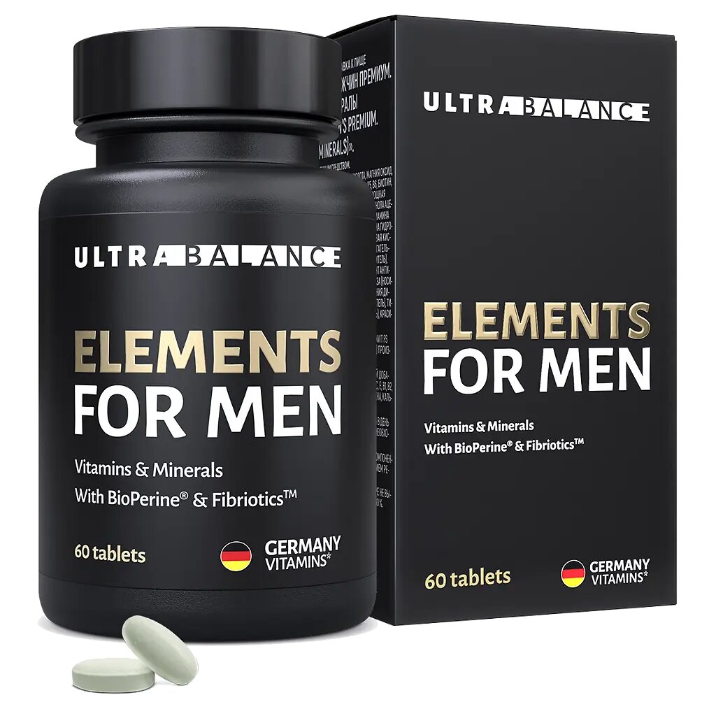 Элементы для мужчин Премиум Витамины и минералы / Elements for Men Premium Vitamins & Minerals UltraBalance таблетки массой 950 мг 60 шт