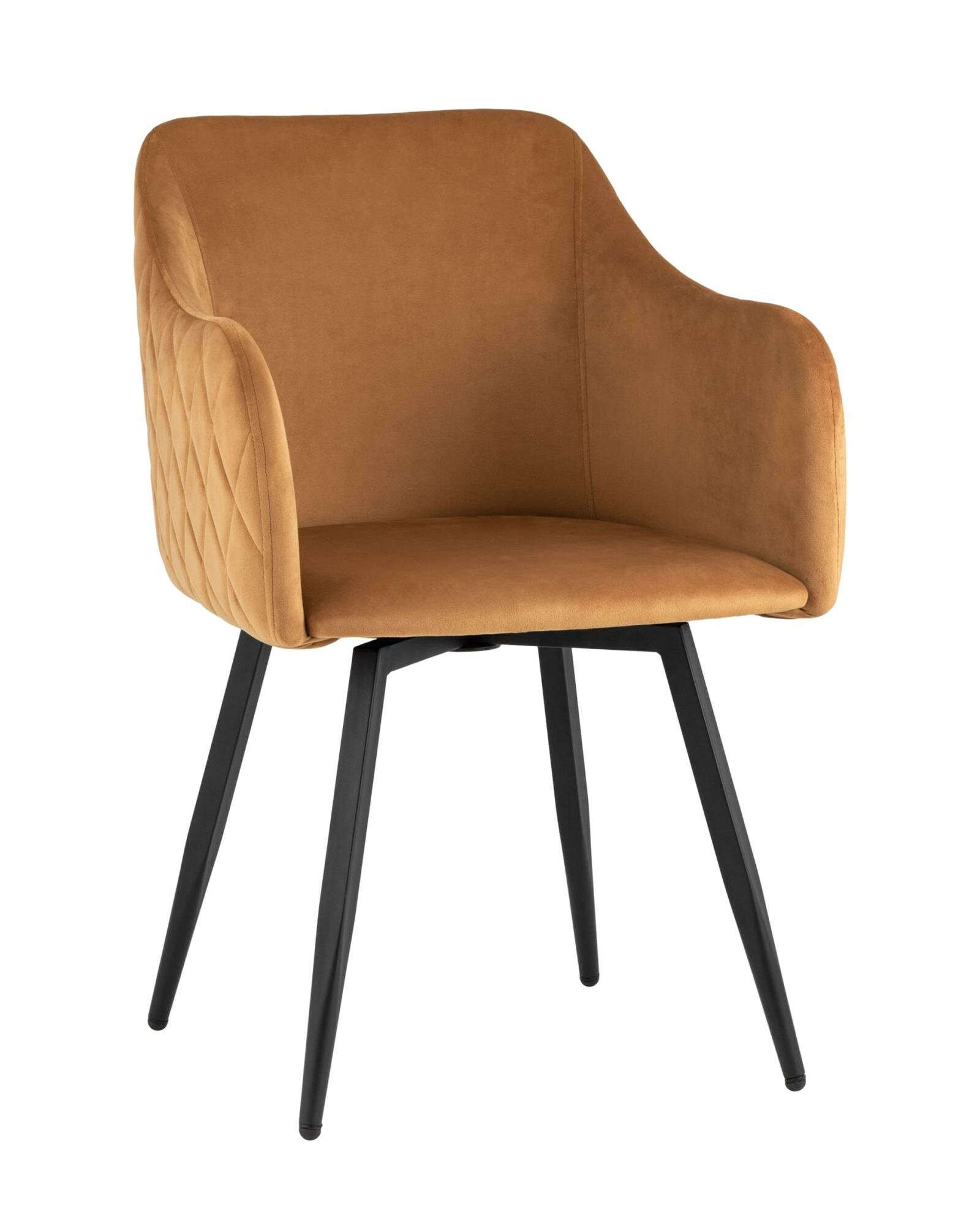 Стул вращающийся Ника STOOL GROUP желтый, коричневый, ткань, металл, мягкое сиденье, с подлокотниками