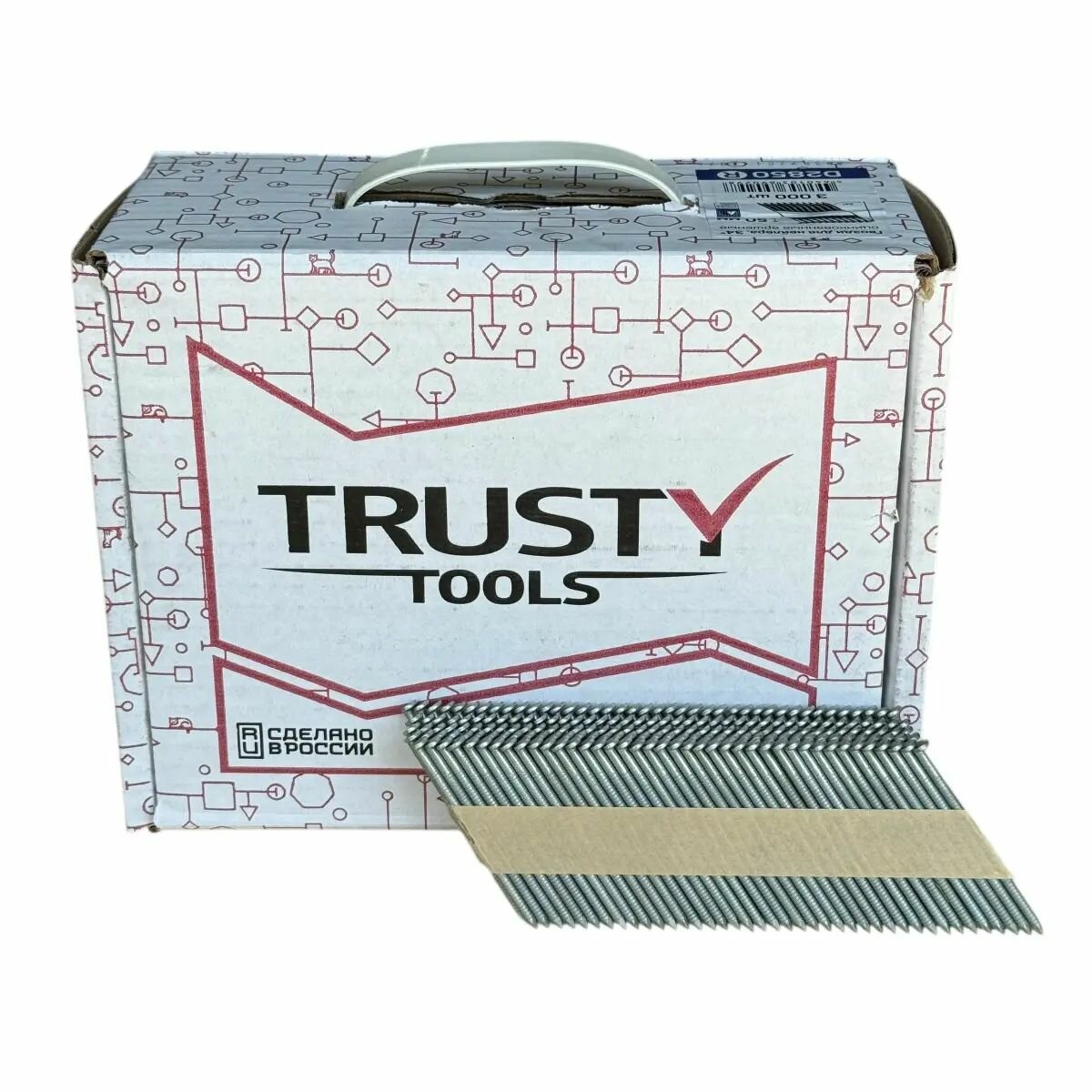 Гвоздь реечный 34 градуса 63 мм ершёный оцинкованный (2000 шт) Trusty-Tools