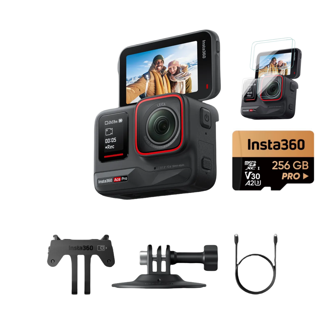 Экшн-камера Insta360 Ace Pro Standard Bundle с картой памяти 256 ГБ
