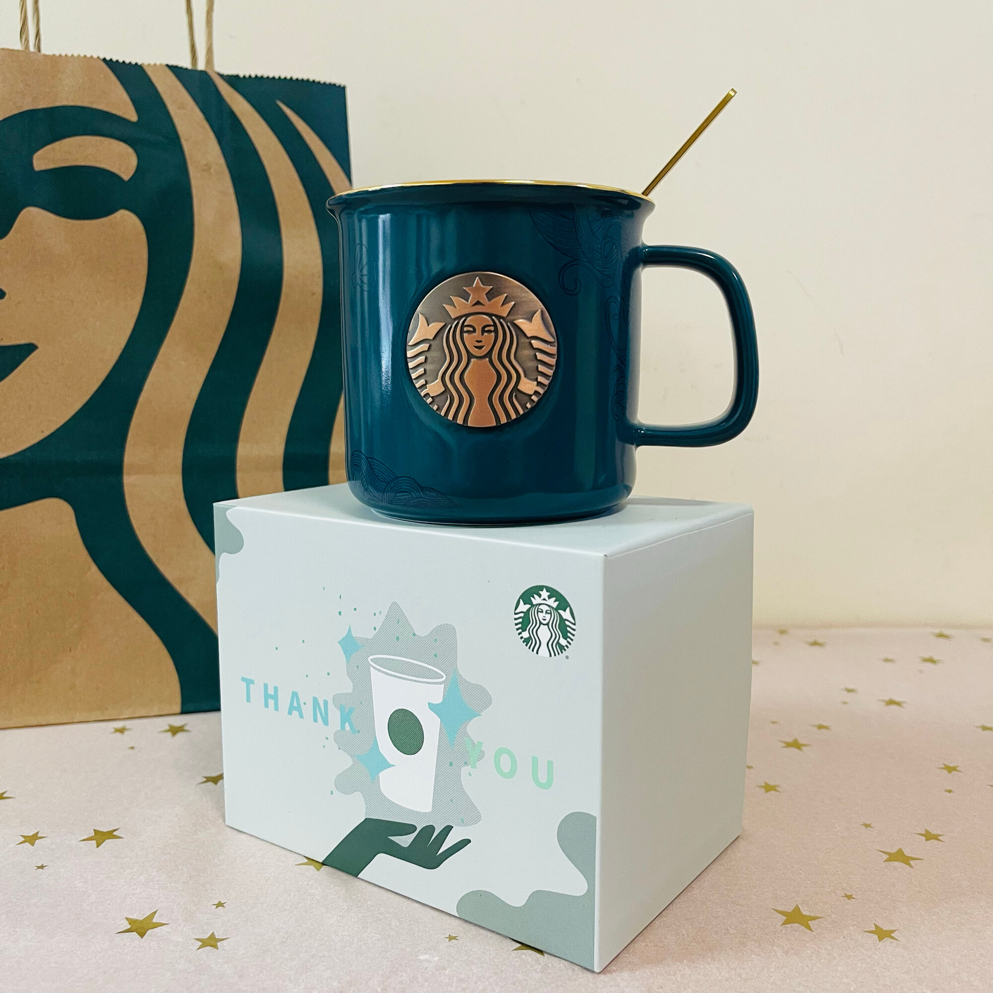 Стакан Starbucks, синий, керамический, объем 355 мл, в подарочной упаковке