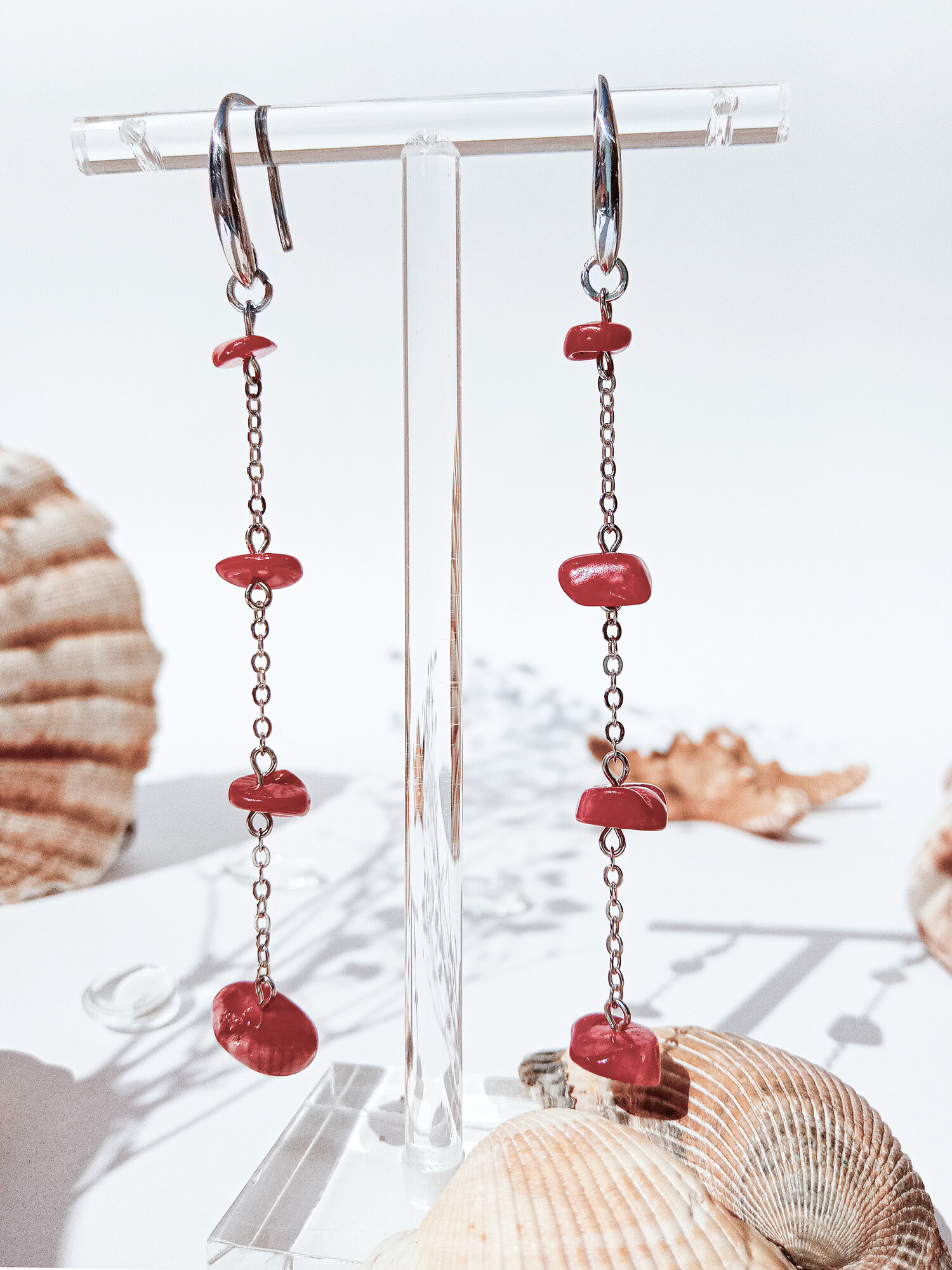 Серьги, коралл