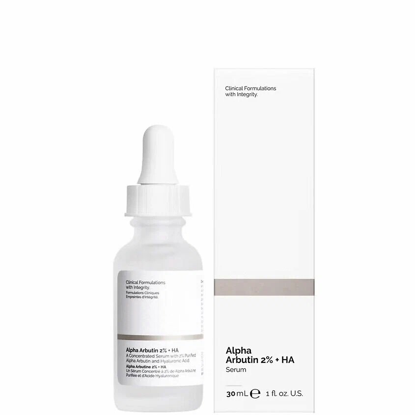 Сыворотка для лица осветляющая от постакне Alpha Arbutin 2% + HA, объем 30 мл, Обычная сыворотка альфа-арбутина и гиалуроновой кислотой