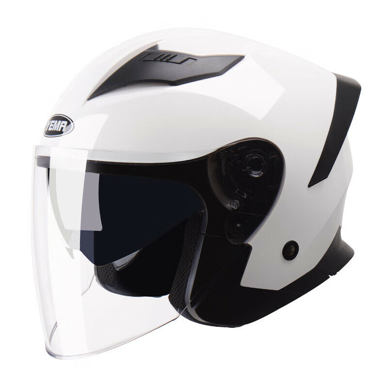 YEMA 3C Certified 630S Motorcycle Helmet with Large Tail Wings, Dual Visor, Winter Electric Scooter Safety Helmet for Men And Women, All-Season Use, Ceramic White