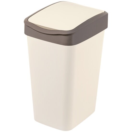 Ведро для мусора EL Casa "Тандем" 35 л, 36х28х51 см, с крышкой, слоновая кость/шоколад (812178)
