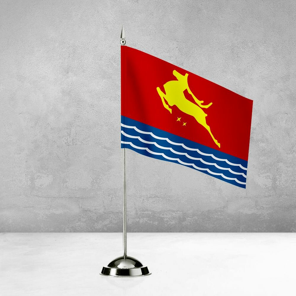 Настольный флаг Магадана на пластиковой подставке под серебро
