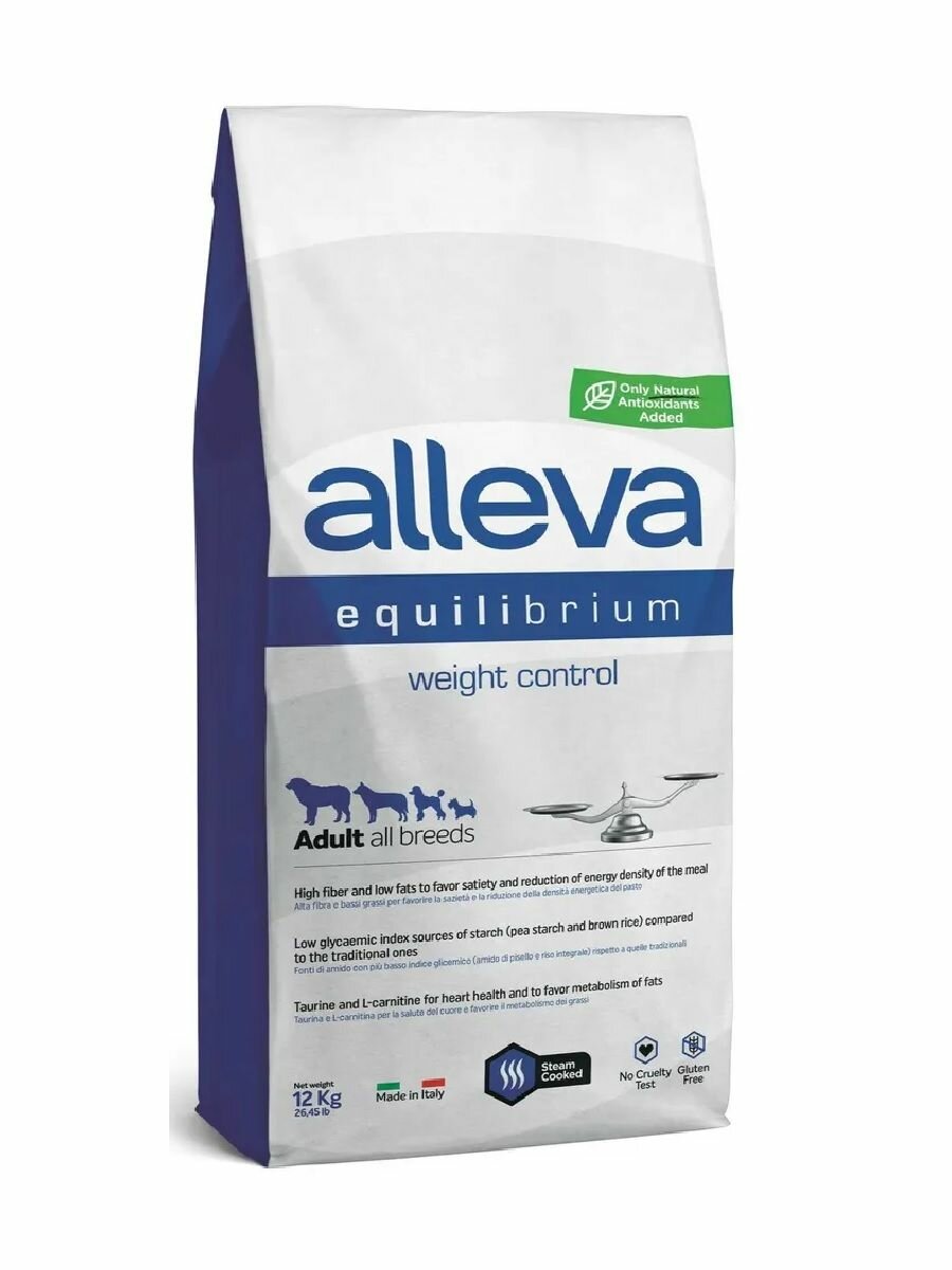 ALLEVA EQUILIBRIUM Корм сухой для взрослых собак всех пород для контроля веса 12 кг