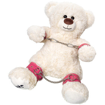 Pecado Бандажный набор "Медведь белый" (оковы, наручники), розовый Из натуральной кожи