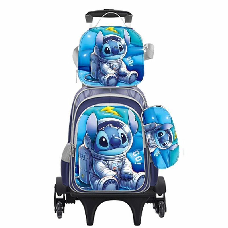 Рюкзак детский мультяшный надувной стиль блестящий кожаный школьный с троллей и плечными ремнями тройной комплект