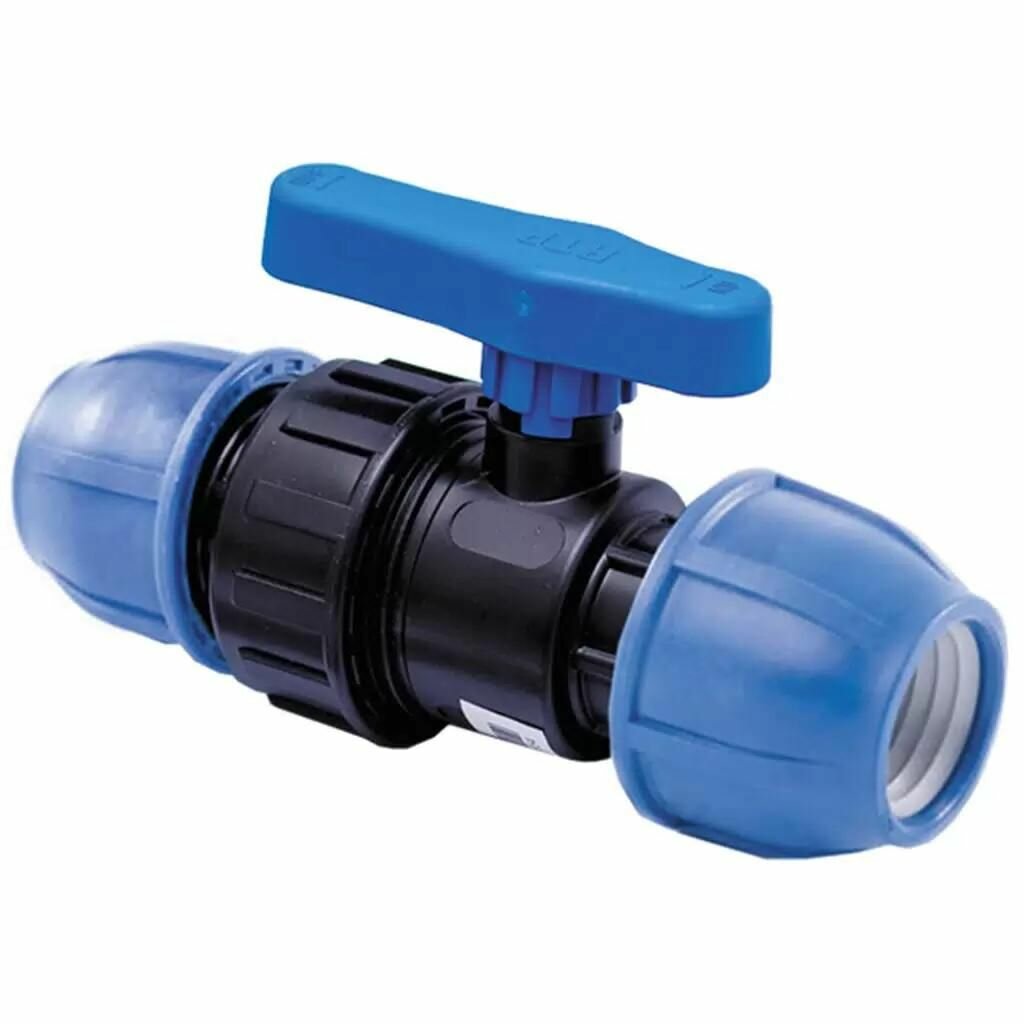 Шаровой кран РосТурПласт ПНД, диаметр 32 мм, черно-синий