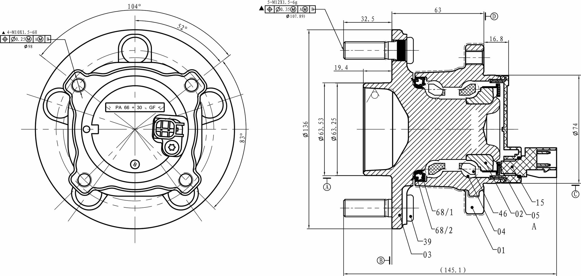 Ступица Задняя В Сборе L=R Ford Focus 2/C-Max(Ganz Gim03010)