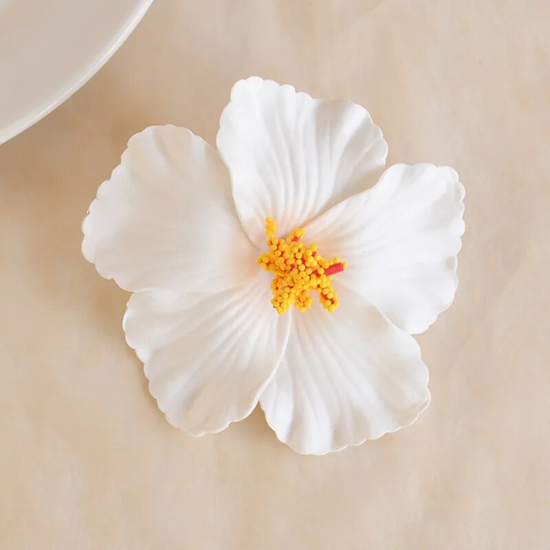 Искусственные цветы гибискуса (5/10 шт.) для декора Белый, 5Pcs, White