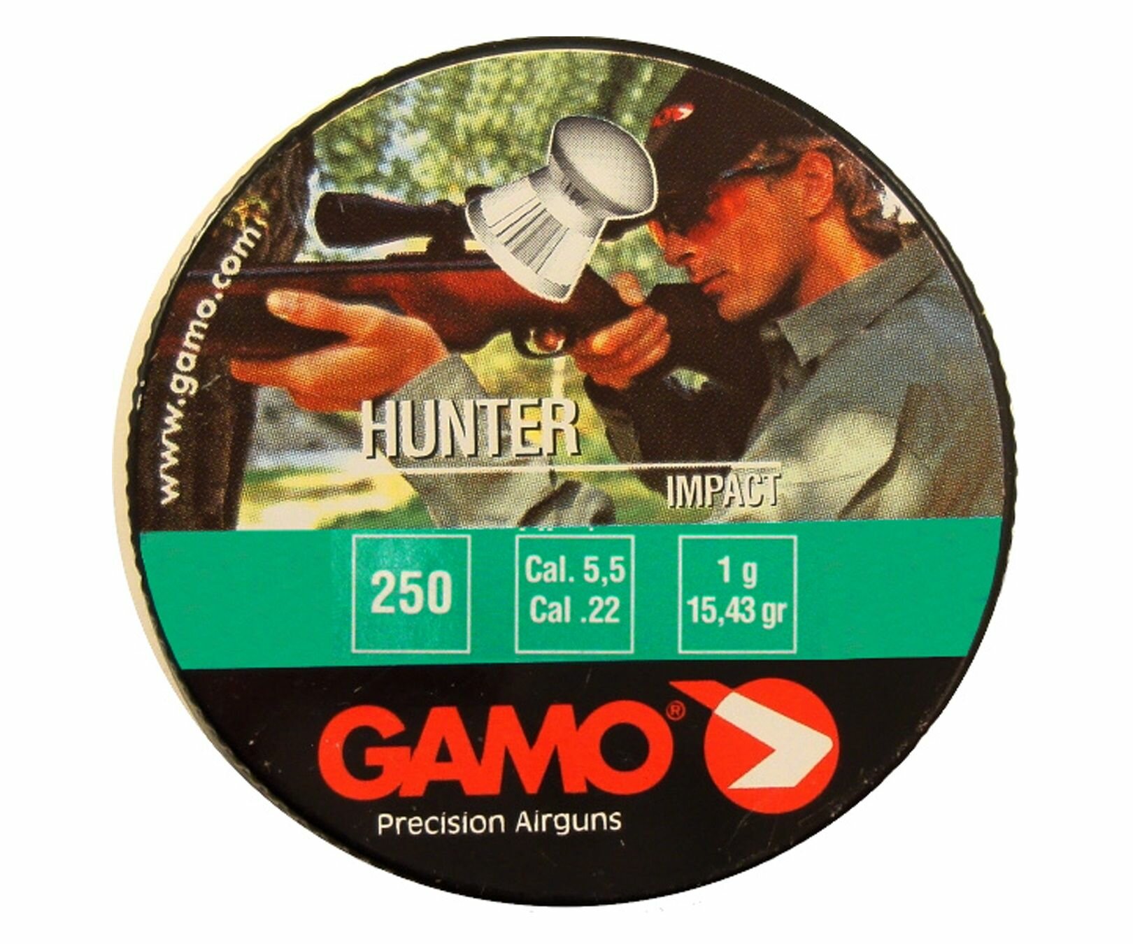 Пули Gamo "Hunter", для пневматики, 5,5 мм, 1,0 гр, 250 штук