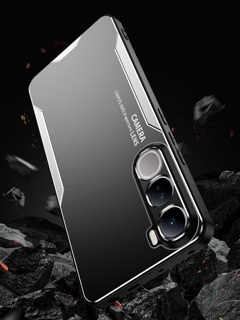 Подходит для мобильного телефона iQOO Z10 Lite, защитного чехла для мобильного телефона, металлической задней пластины из алюминиевого сплава + бордюр из ТПУ