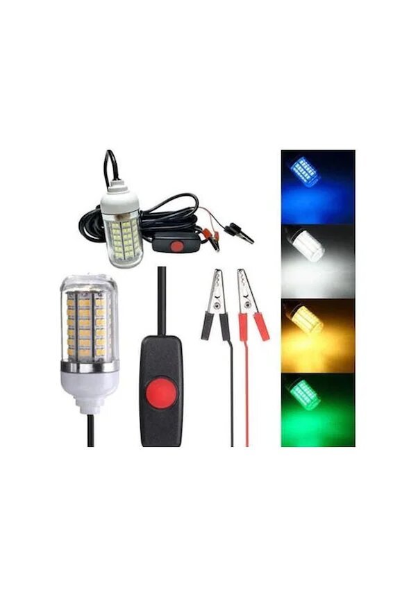 Светодиодная лампа для привлечения рыб 12 В, зеленый свет, водонепроницаемая, IP68, сертифицирована CE, эффективная, привлекающая рыбу, зеленая