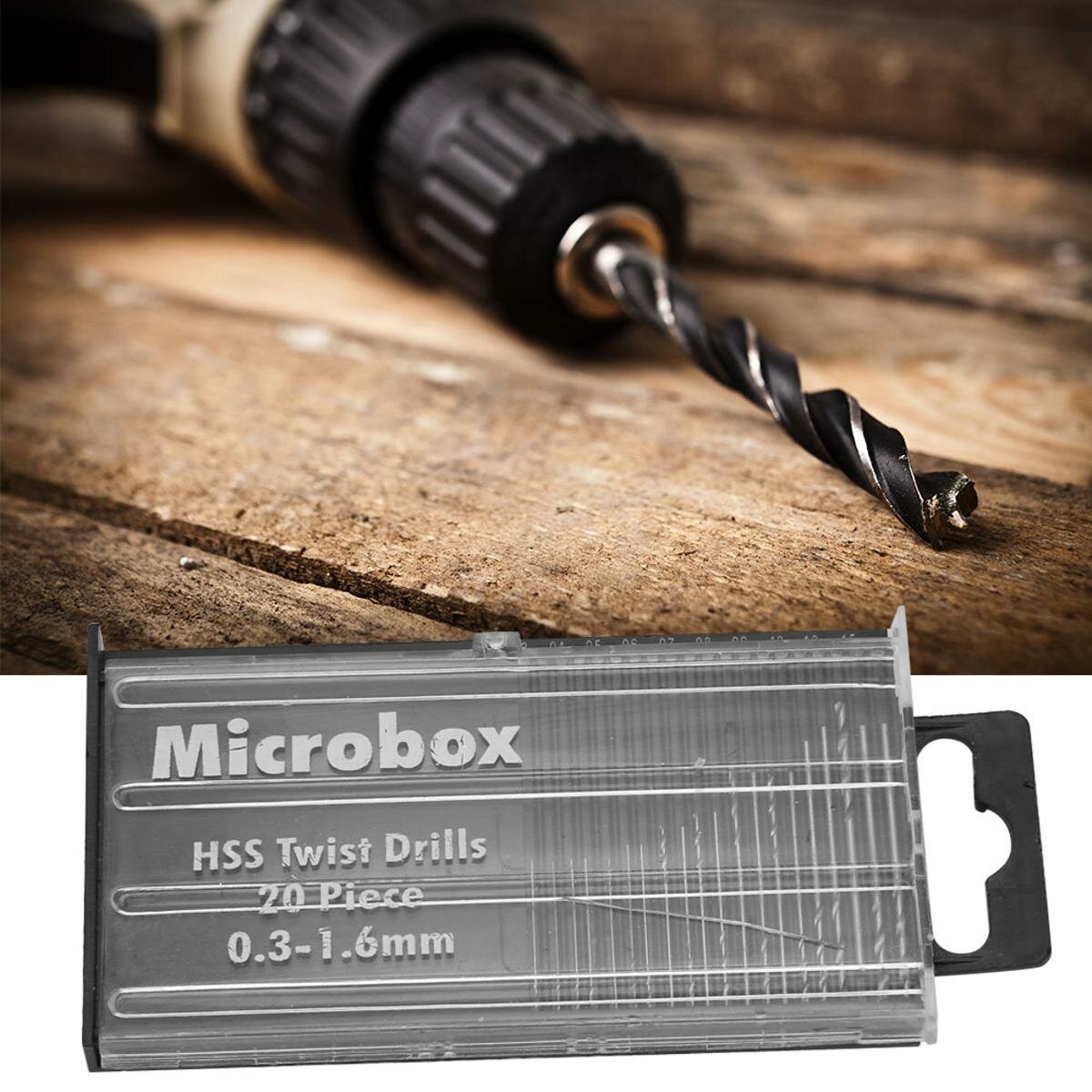 Набор из 20 спиральных сверл Mini Micro HSS 0,3–1,6 мм из быстрорежущей стали