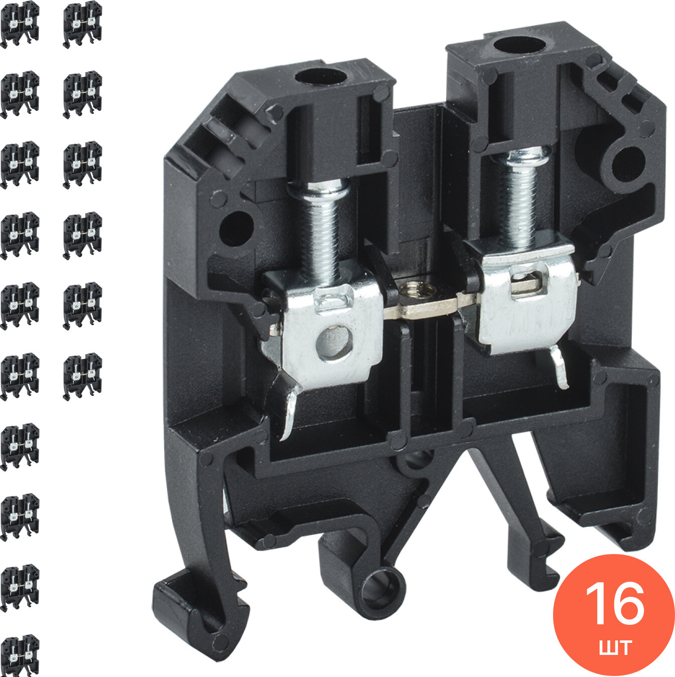 Клемма для проводов IEK / ИЭК КВИ-4мм2 винтовая, корпус огнестойкий полиамид, черный, 45.7х6.5мм, 1шт. / зажим (комплект из 16 шт)