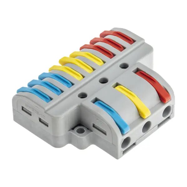 Клеммы разветвительные рычажковые Duwi СМК-539 PRO 3x9-проводные 4мм² серые 4шт 26663 5