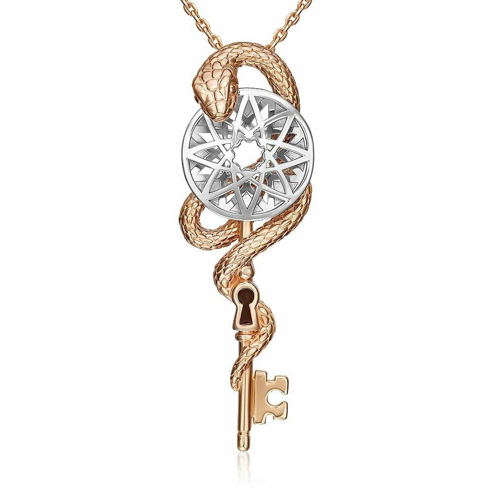 Подвеска, комбинированное золото, 585 проба, родирование, эмаль