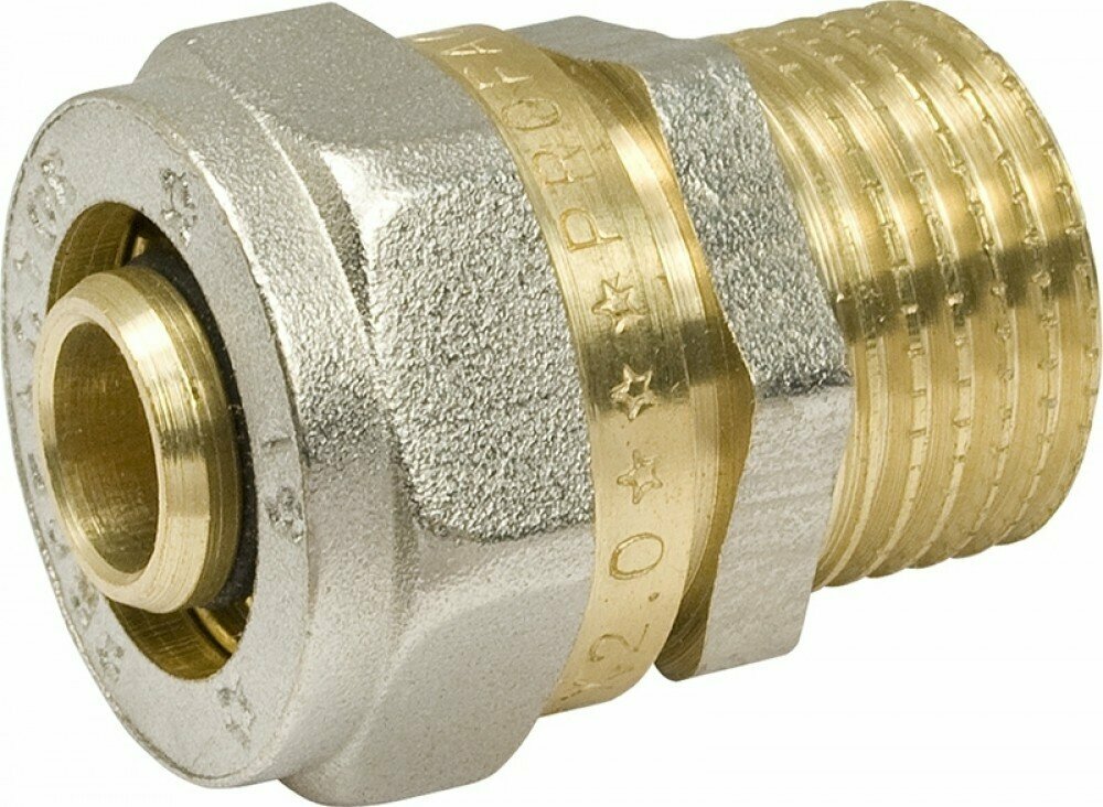 Соединитель Frap, прямой, для металлопластиковых труб 26 х 1"наружная резьба, обжимное соединение