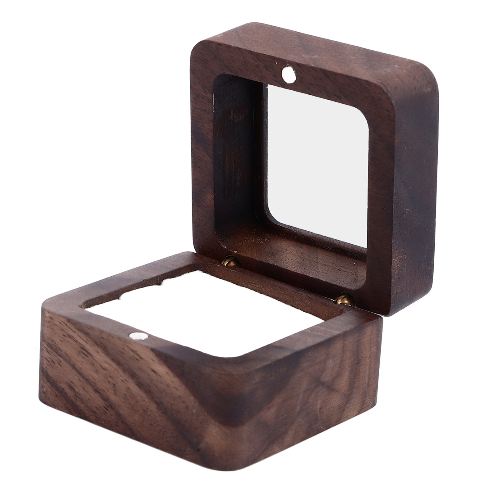 Деревянная шкатулка для двух колец с прозрачной крышкой, элегантная деревянная шкатулка для предложения о помолвке, красивый деревянный футляр для колец