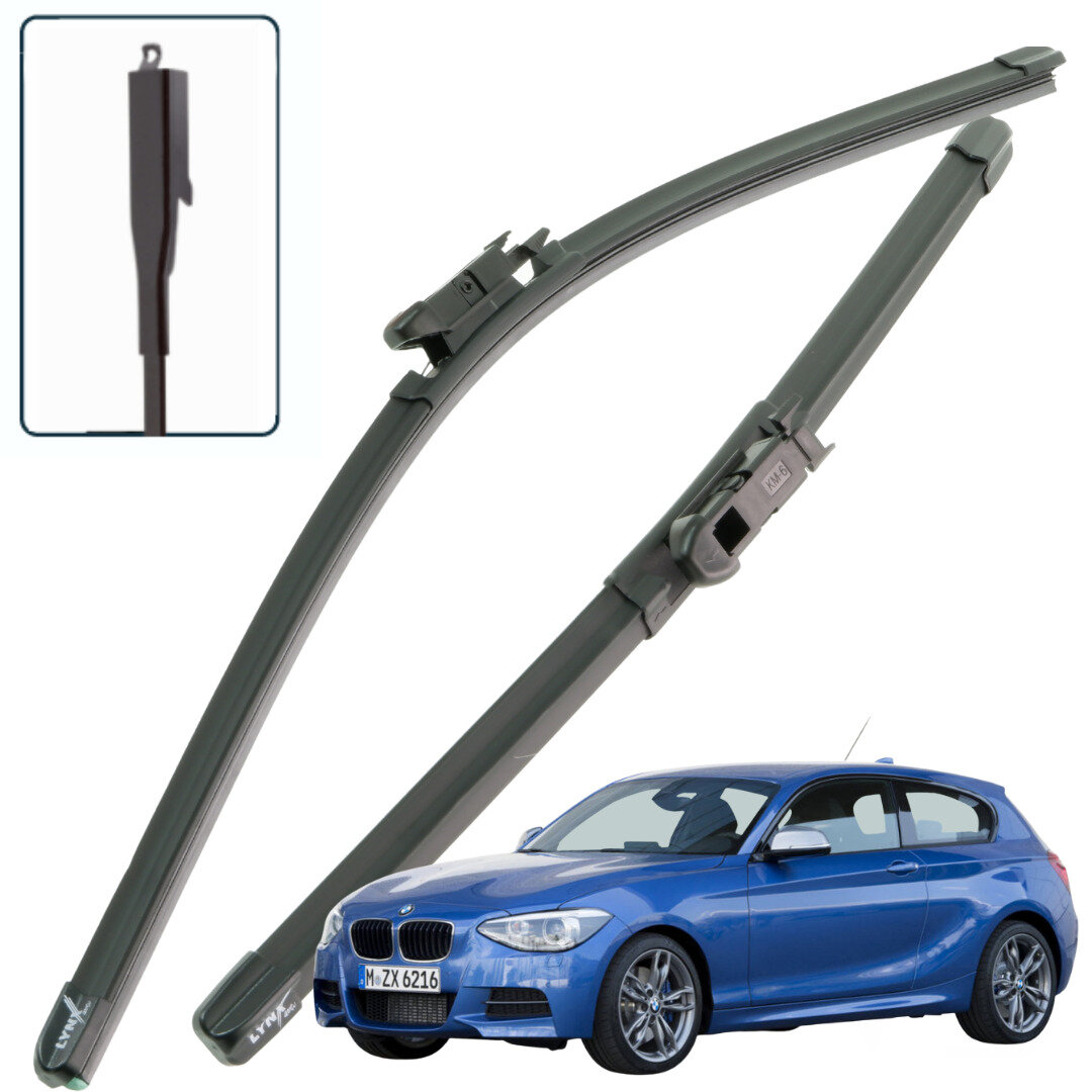 Дворники BMW 1-Series (2) F21 / БМВ 1 серии Ф21 хэтчбек 3 дв. 2012 - 2014 Щетки стеклоочистителя бескаркасные автомобильные LYNXauto 550мм-450мм к-т 2шт.