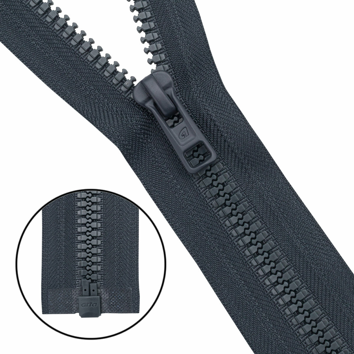 Молния разъемная тракторная 75 см, 5 шт, Т6, 1 замок (2076), ARTA (A156 темно-серый New)