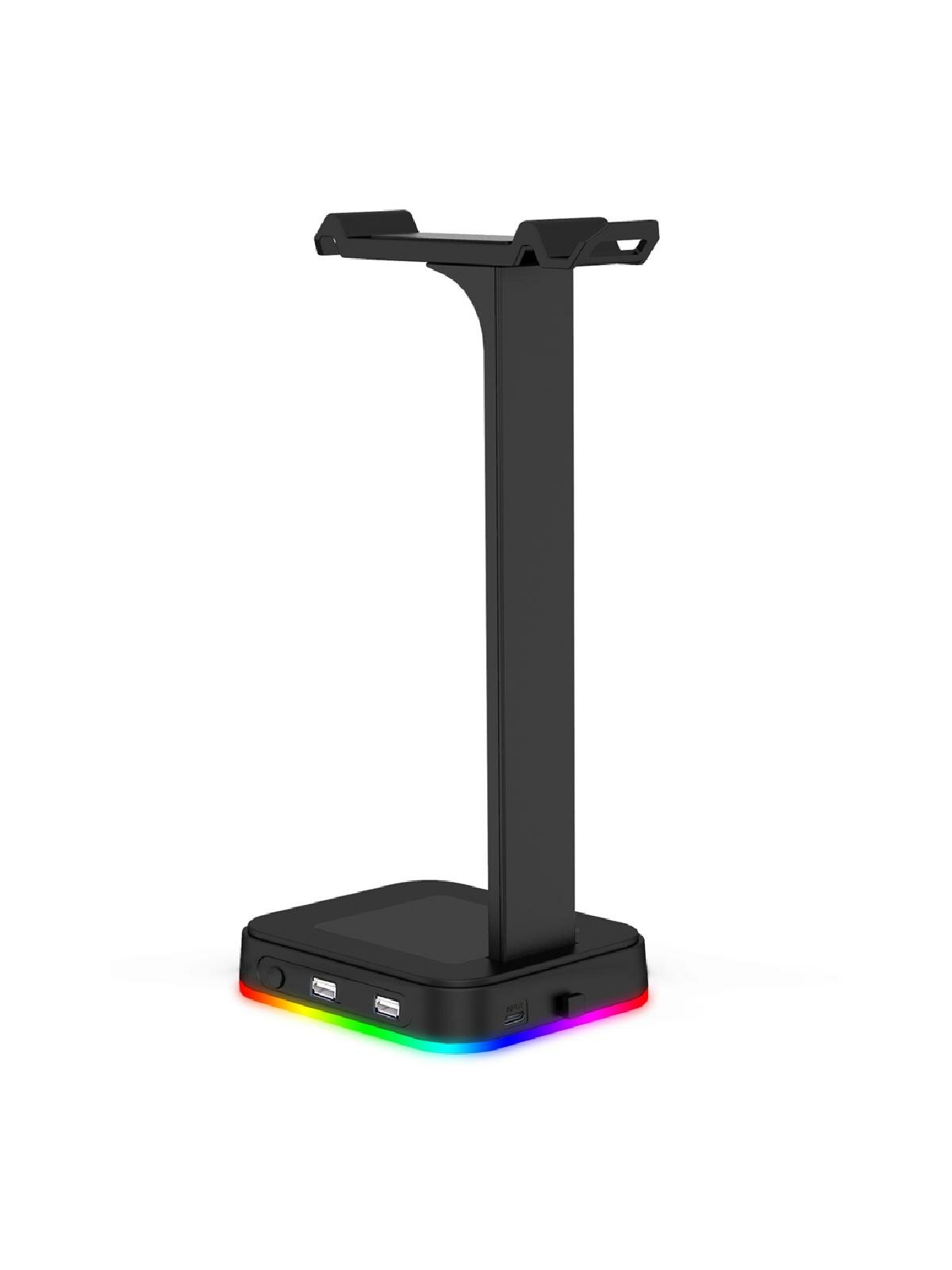 Gaming Headphone Stand Headset Holder Earphone Stand with 2 USB Data Transmission Ports for All Headphones Size (Black)