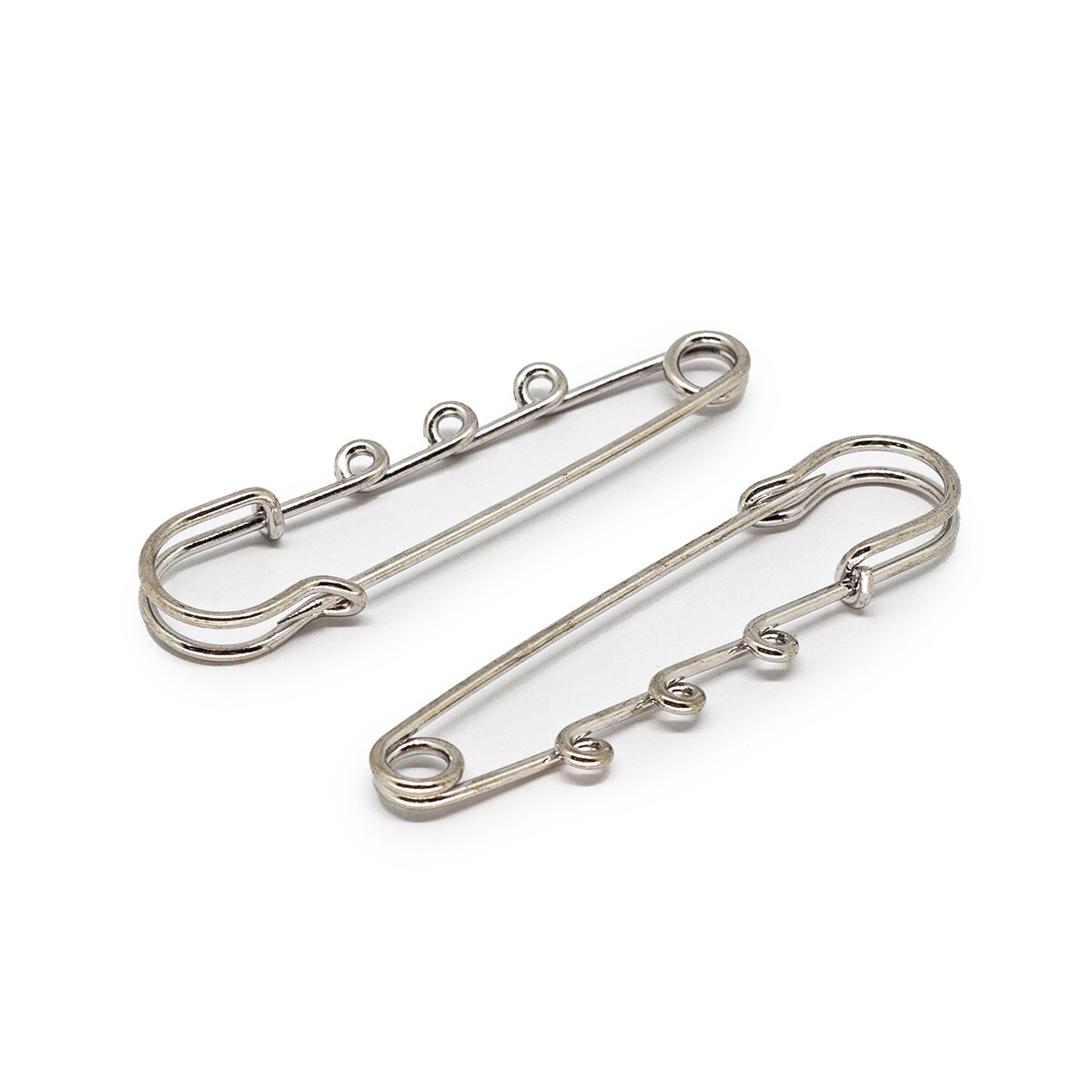 Основа для броши булавка английская с 3-я петельками, 2 шт, 1,5*6,4 см, цвет серебро, Айрис