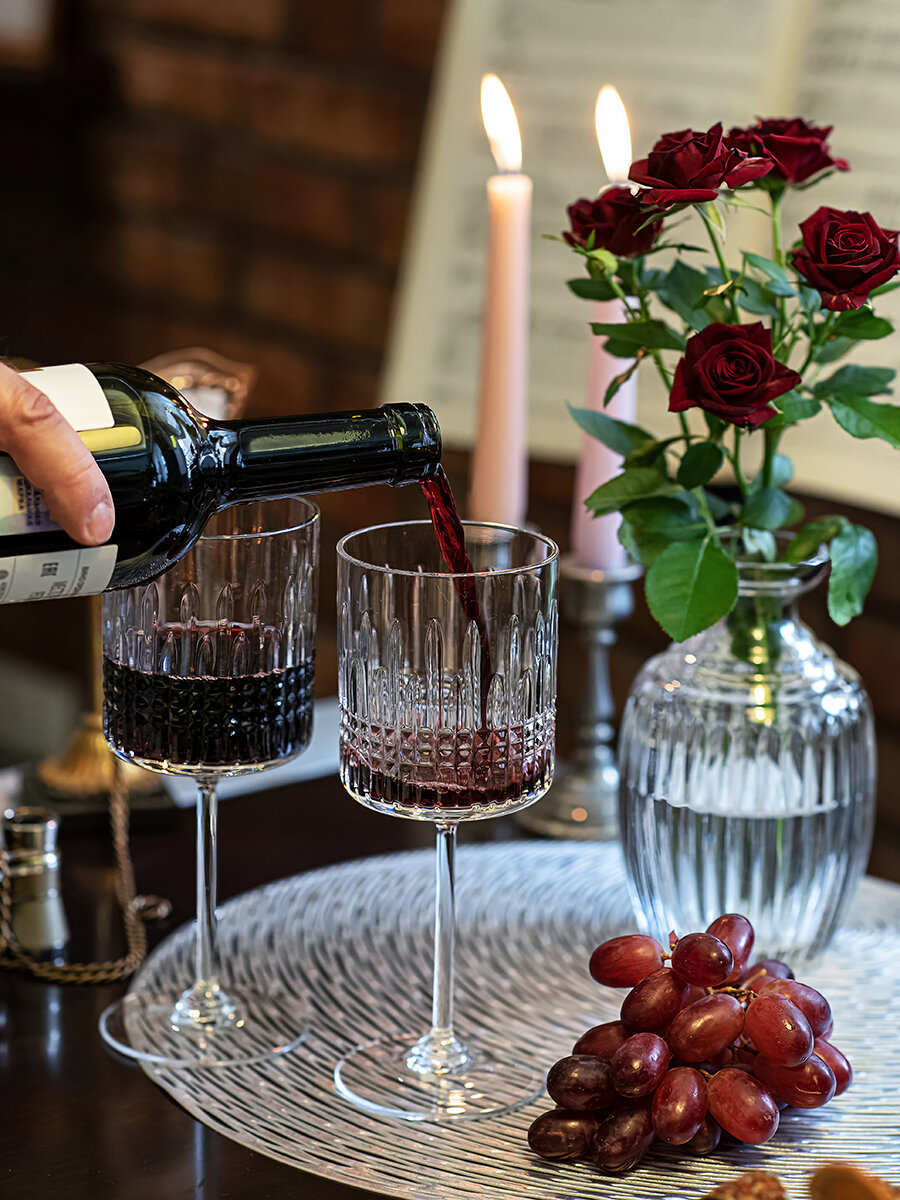 Хрустальные бокалы для красного вина, объем 330 мл, набор 2 шт, Неман 1000/206, 11807/330гр.