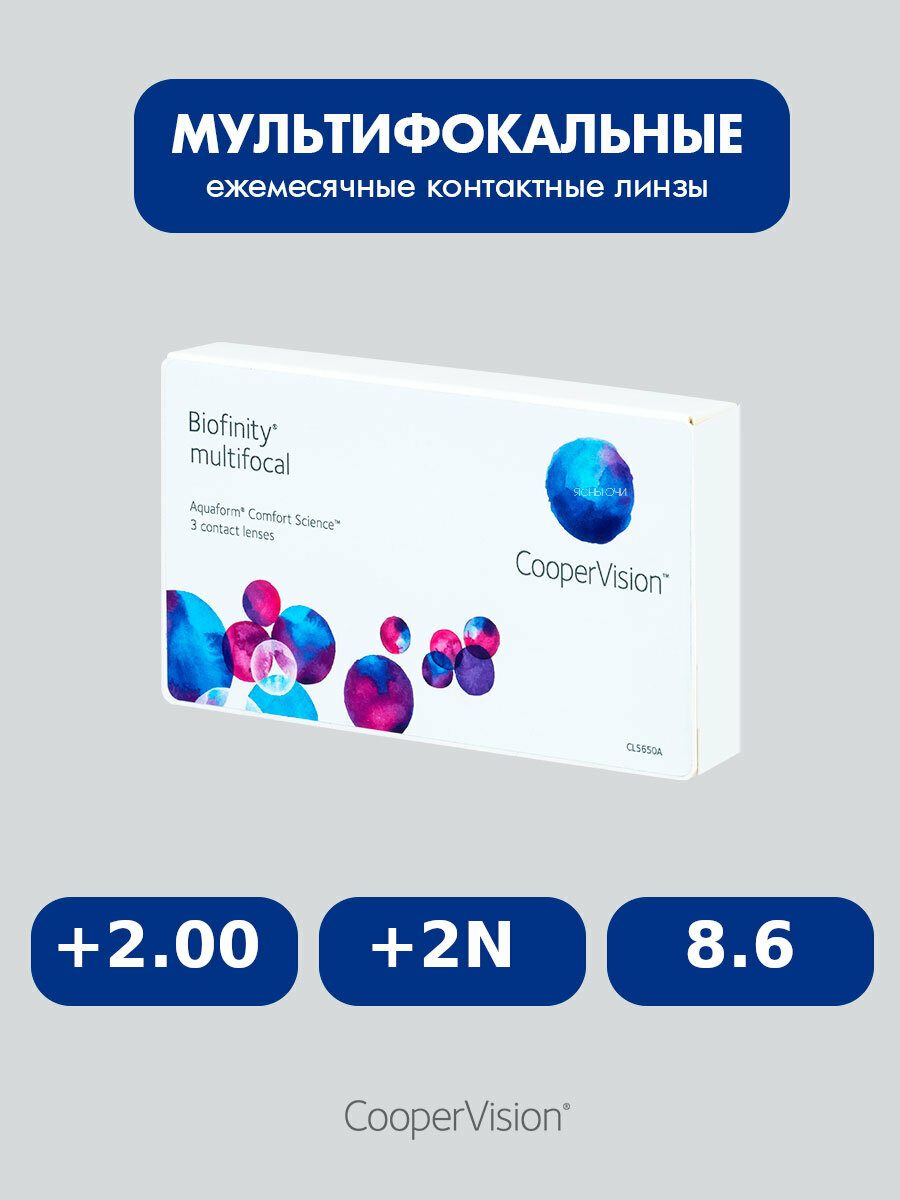 Biofinity Multifocal (3 линзы), 8.6, +2.00, +2N