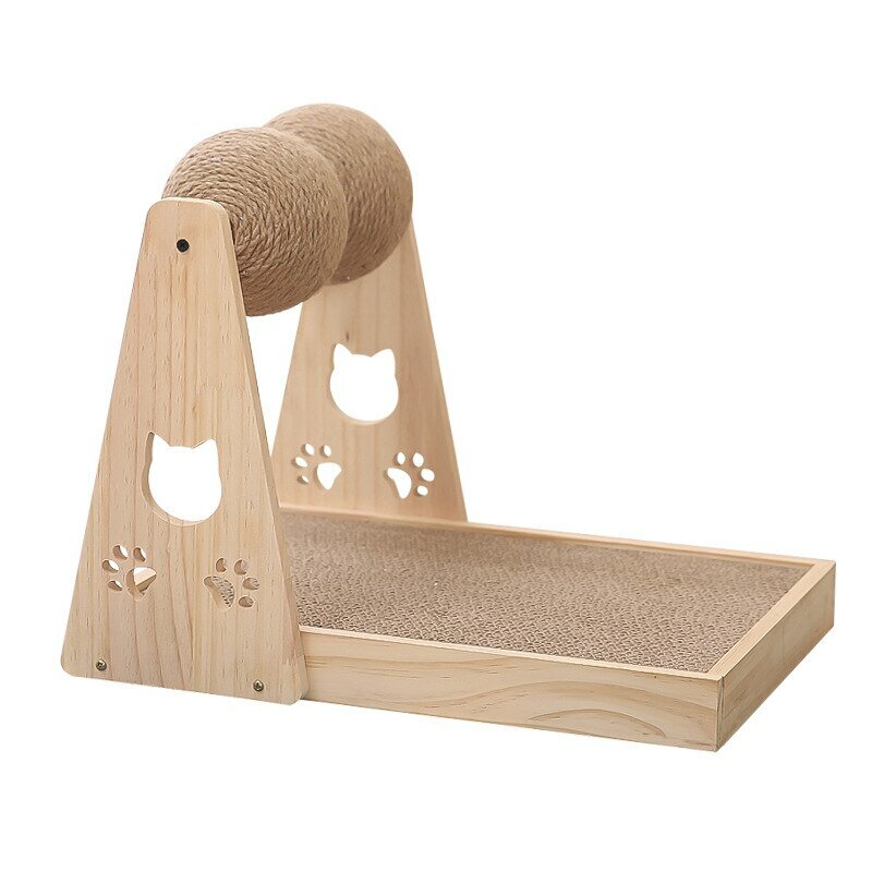 Cat Scratcher Post Wooden Sisal Ball Turntable Grind The Claws Cat Toys Interactive Kitten Scratch Board Мебель и черапины