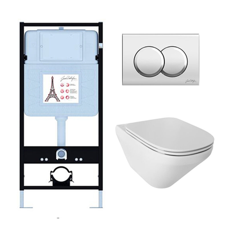 Комплект унитаз с инсталляцией, кнопкой и сиденьем Jacob Delafon Modern Life E21775RU-CP