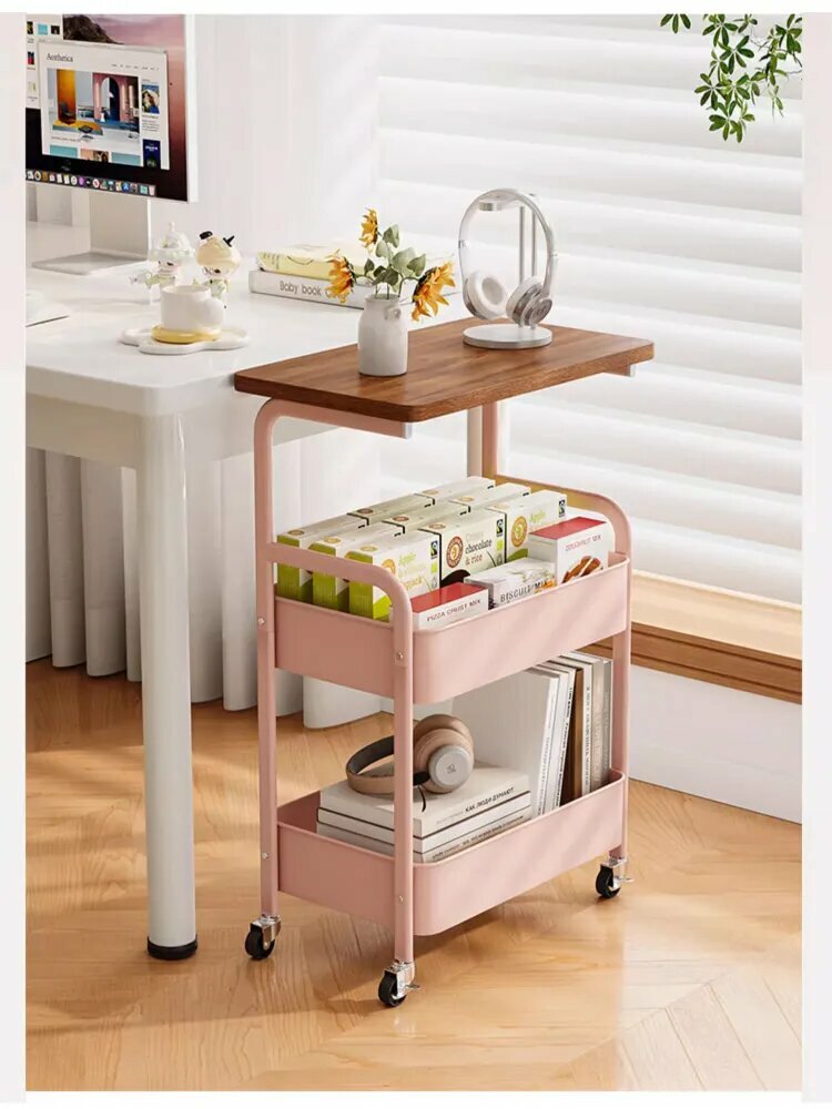 Этажерка , металл и дерево, компактный размер, светло-розовая