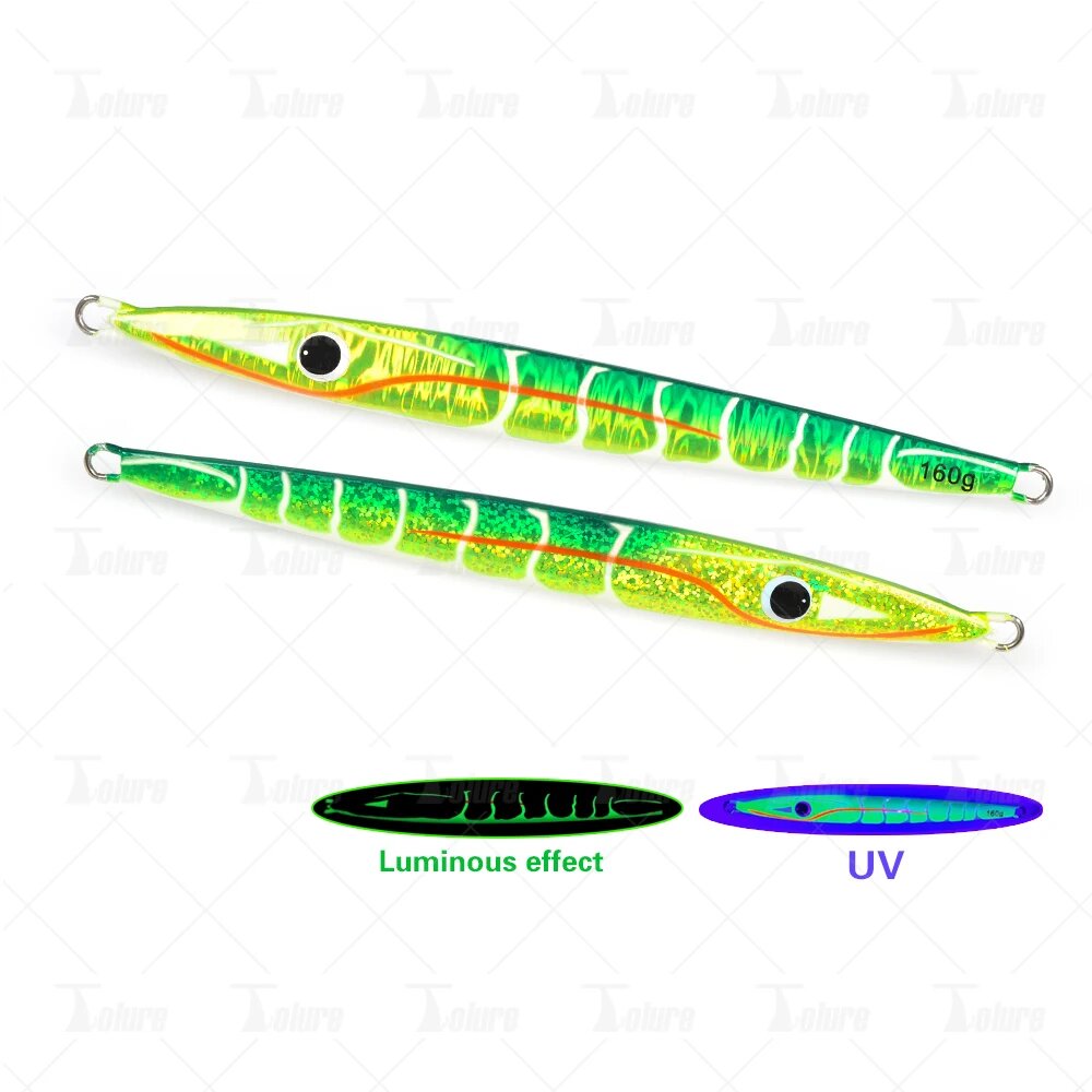 Super Lures 160 г 200 г УФ-светящаяся японская приманка для джиггинга Off Shore Cast Metal Spoon Jigs de pesca de mar Джиг-головка Скоростная рыболовная приманка