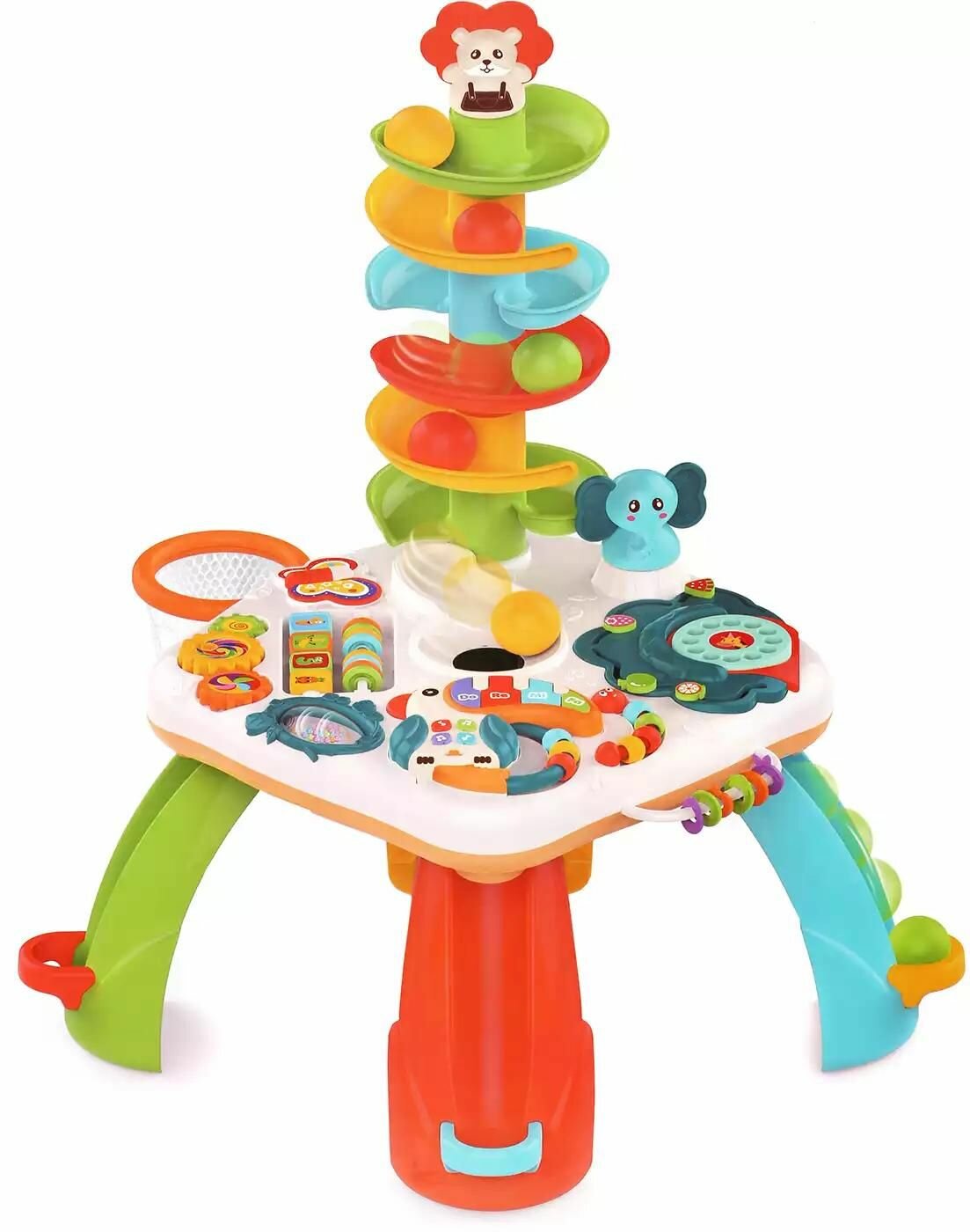 Игровой столик Oubaoloon развивающий, "Радужная горка", 40х40х32 см, высота с пирамидой 76
