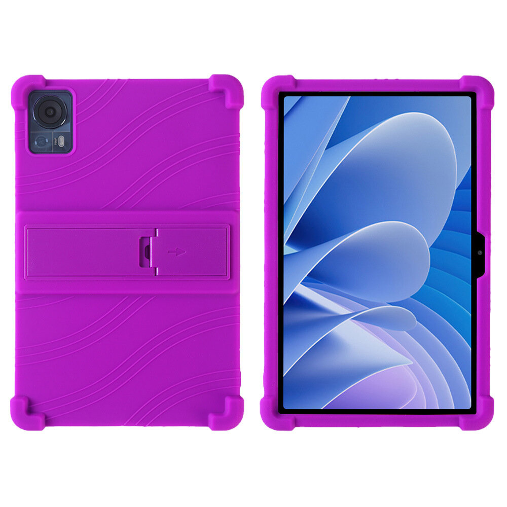 Силиконовый противоударный чехол-бампер MyPads «Silicone protettivo» для планшета Doogee T30 Pro с усиленной защитой углов с подставкой, в фиолетов.