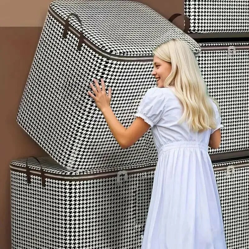 Сумка для хранения лоскутного одеяла для одежды в клетку, отделочная сумка из нетканого материала