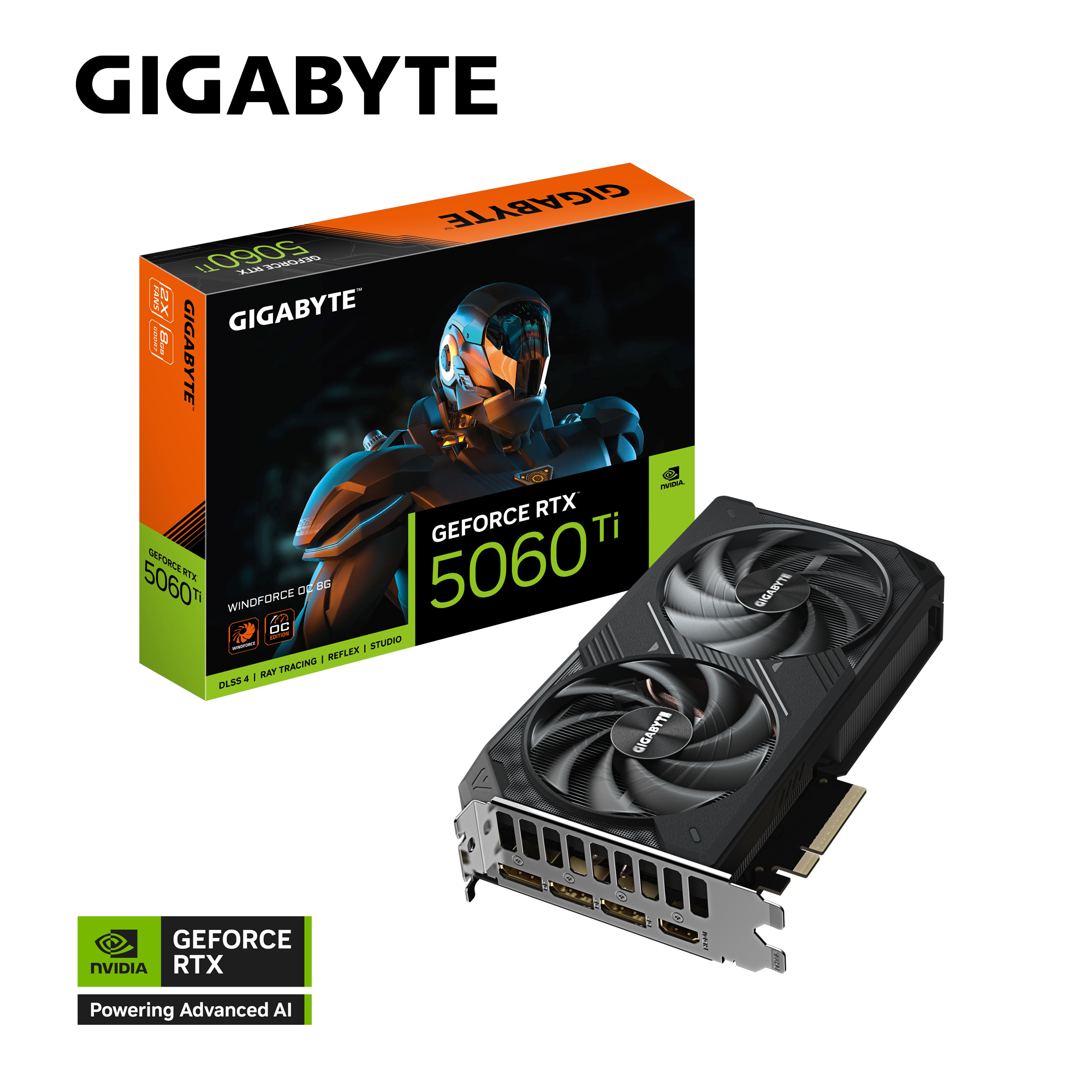 Видеокарта GIGABYTE GeForce RTX 5060 Ti WINDFORCE OC 8GB (GV-N506TWF2OC-8GD)