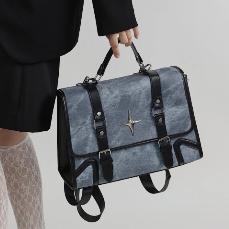 Модные модные студенческие школьные сумки, вместительные женские сумки на плечо в консервативном стиле, винтажные рюкзаки Y2k с эстетической звездой