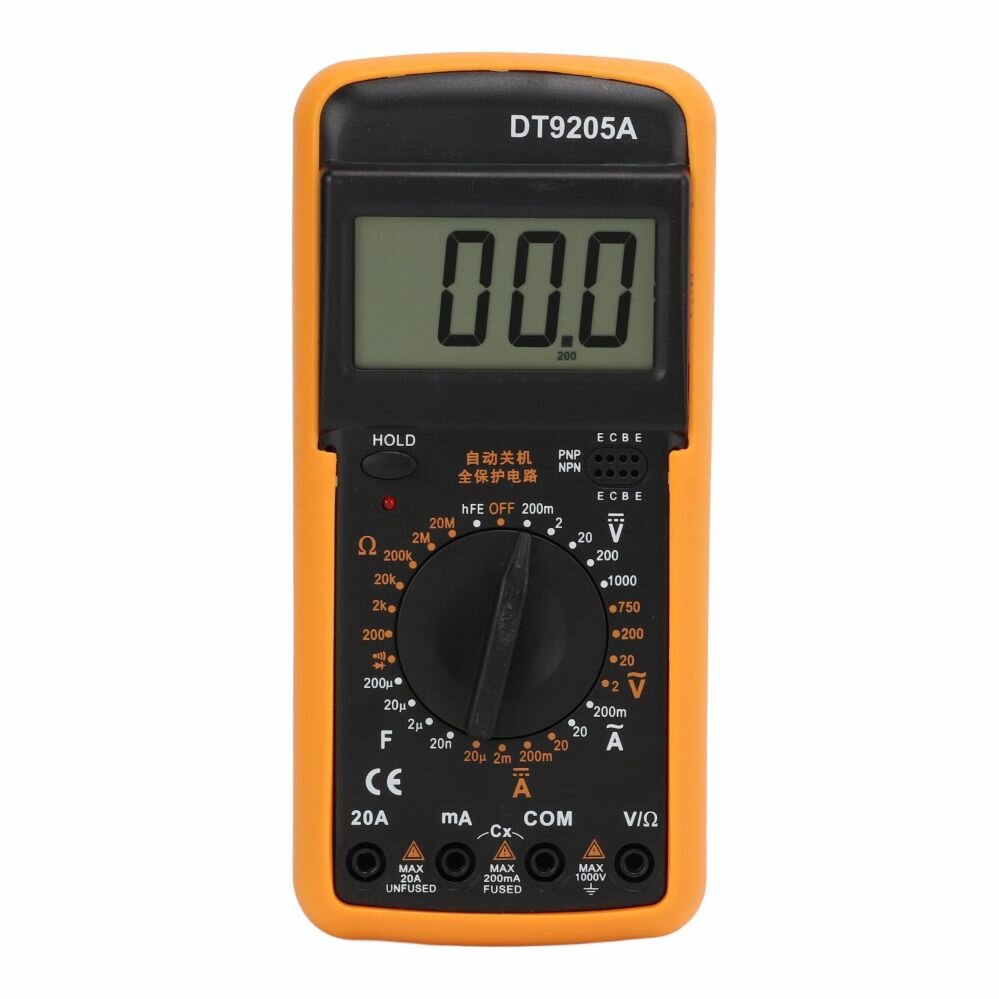 Мультиметр GA-GLOBAL DT-9205A, измерение напряжения, тока, ёмкости, прозвонка