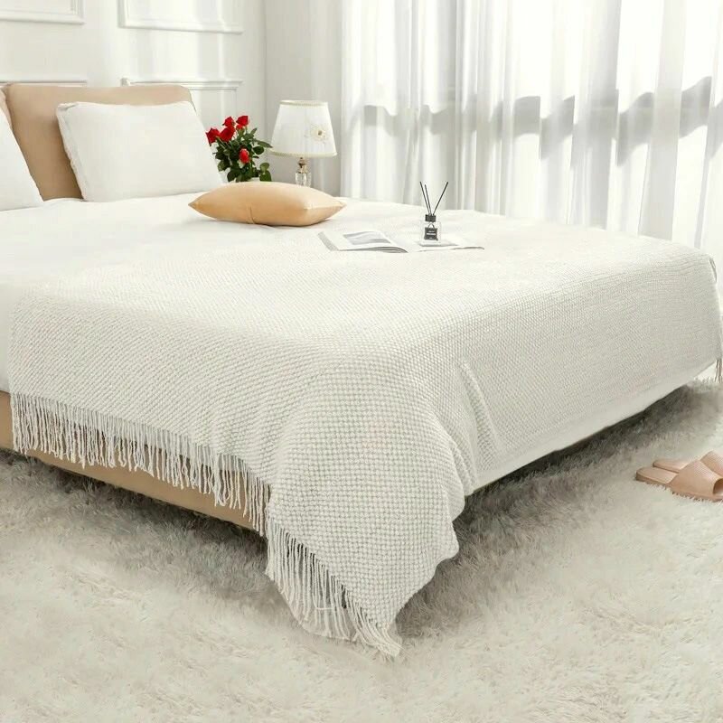 Плед интерьерный 150x200 см акриловый мягкий 300 г/м для дома дивана, кровати