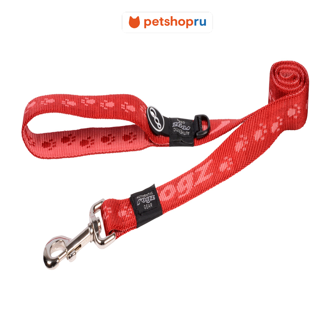 Rogz Поводок "Alpinist", р-р S, ш: 1,1см, дл: 1,8м, красный