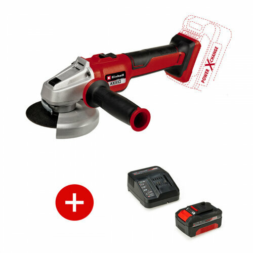 Шлифмашина угловая аккумуляторная Einhell PXC AXXIO 18/125 Q, BL + 1 акк. PXC 4Ач 18В + ЗУ 3А