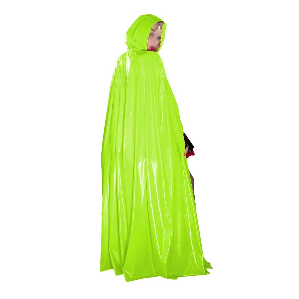 ПВХ кожаный плащ Fetish Queen для косплея 7XL Зеленый, S, Fluorescent Green