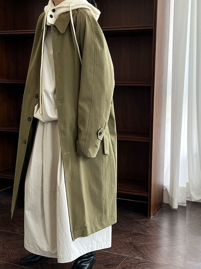 Женская ветровка средней длины с отворотами в японском стиле, новый дизайн, осенняя, клетчатая куртка в стиле амбара