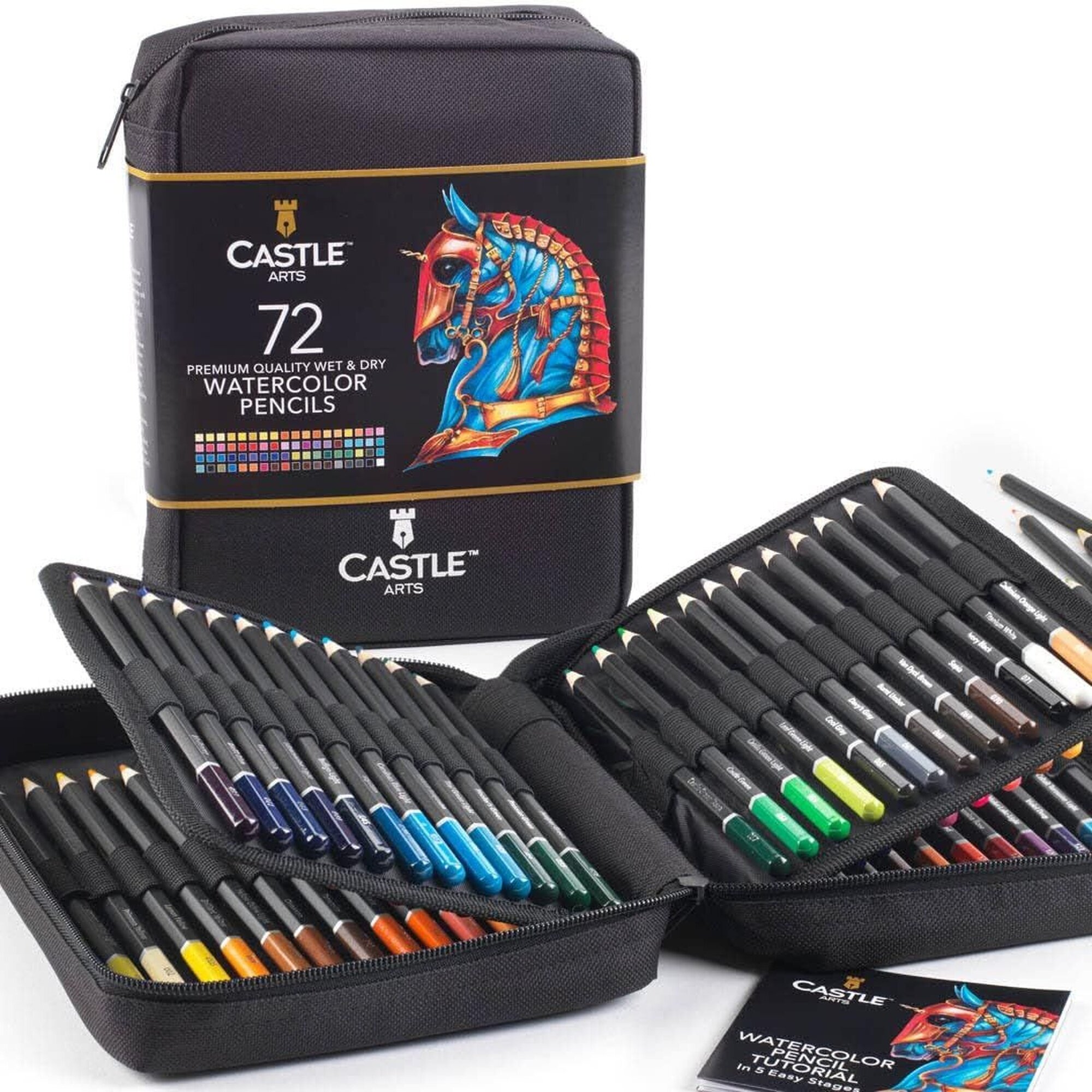 Товары для искусства Castle Art - Набор Supplies из 72 акварельных карандашей в футляре на молнии - CAS-72WPZ