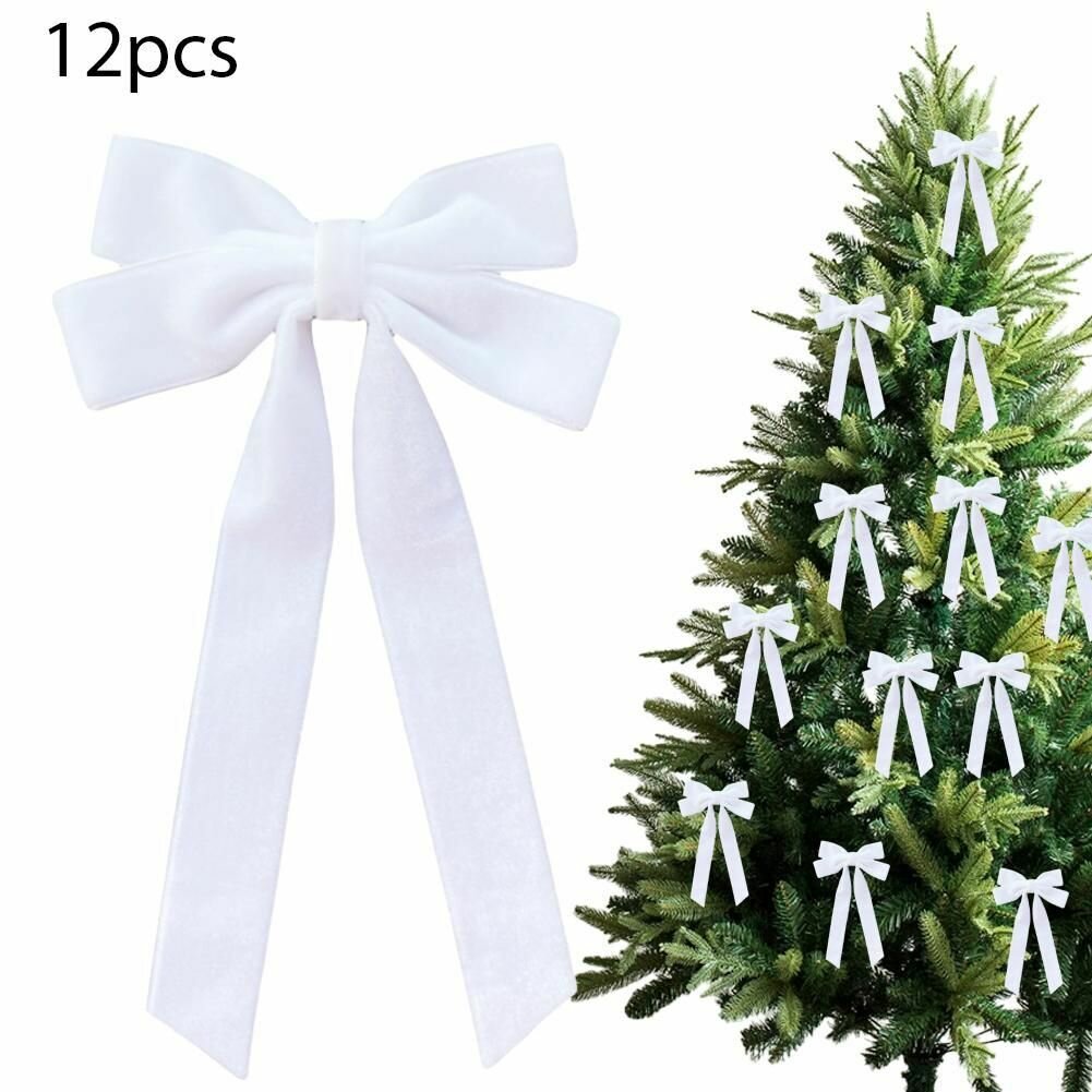 12 бархатных бантов для украшения Рождества, вечеринки