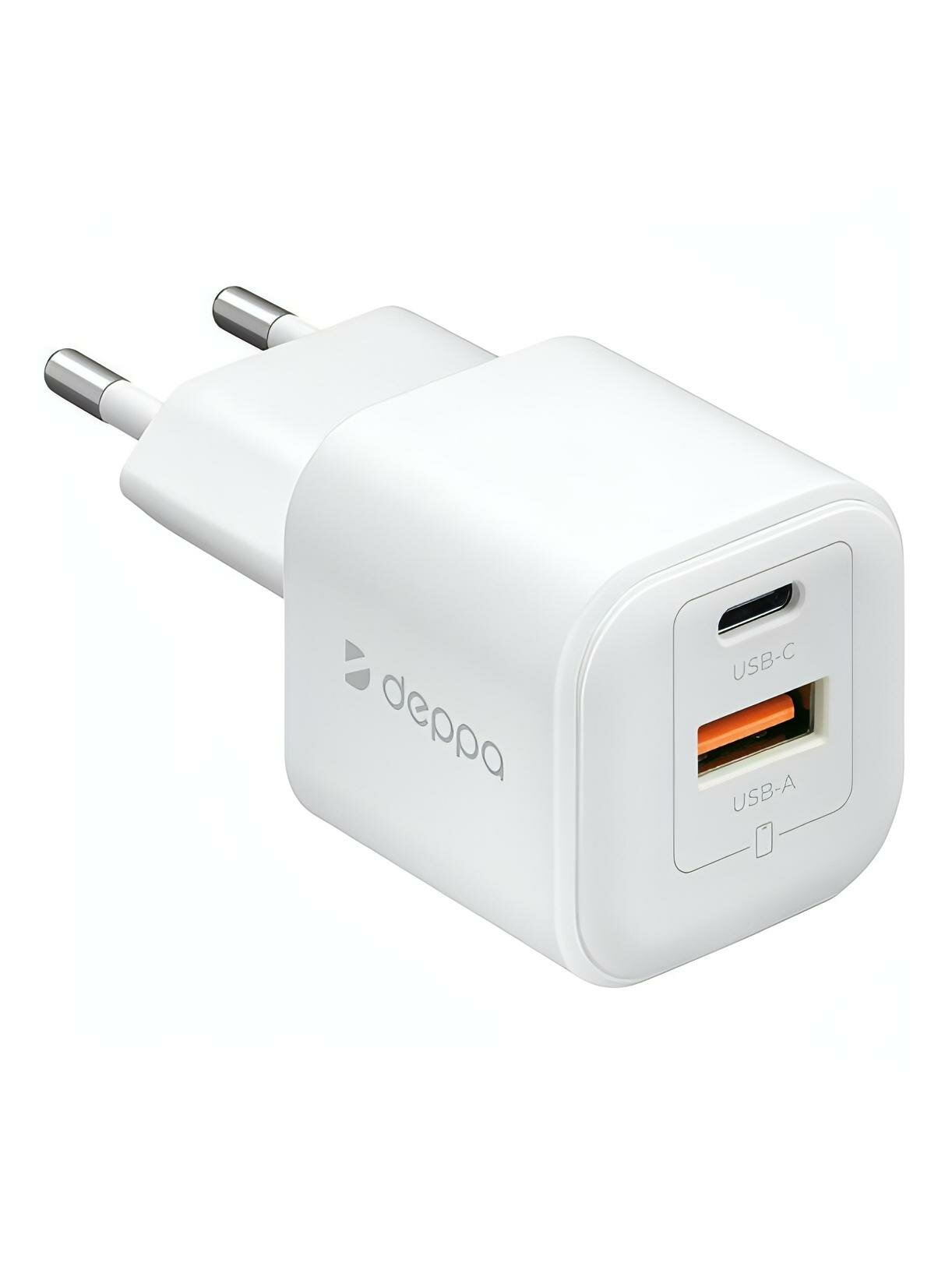 Сетевое зарядное устройство Deppa USB-C + USB-A GaN 20W (11455)