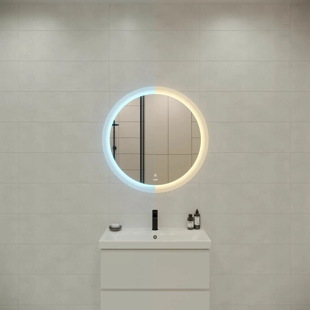 Зеркало LED 012 design 88x88 с подсветкой хол. тепл. cвет круглое